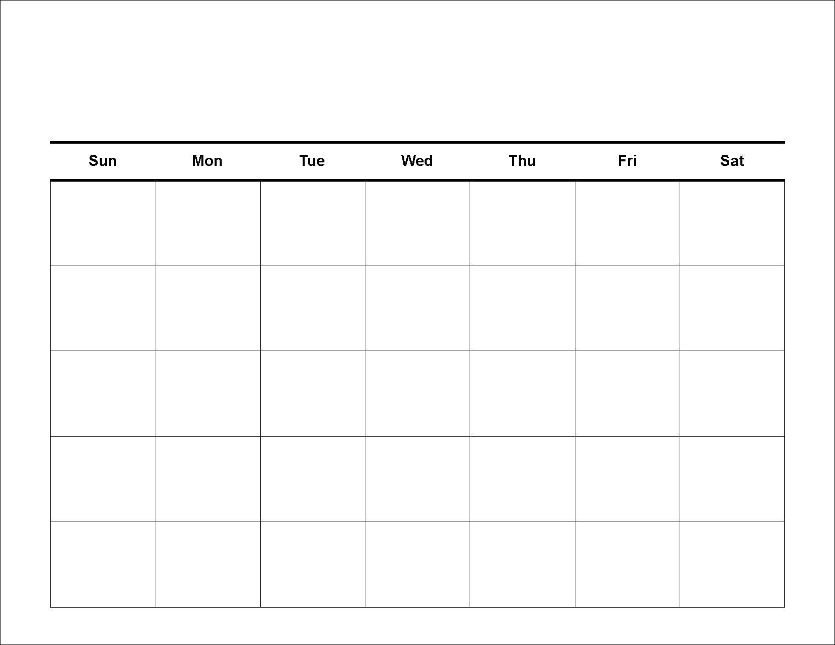 Blank 30 Day Calendar Template