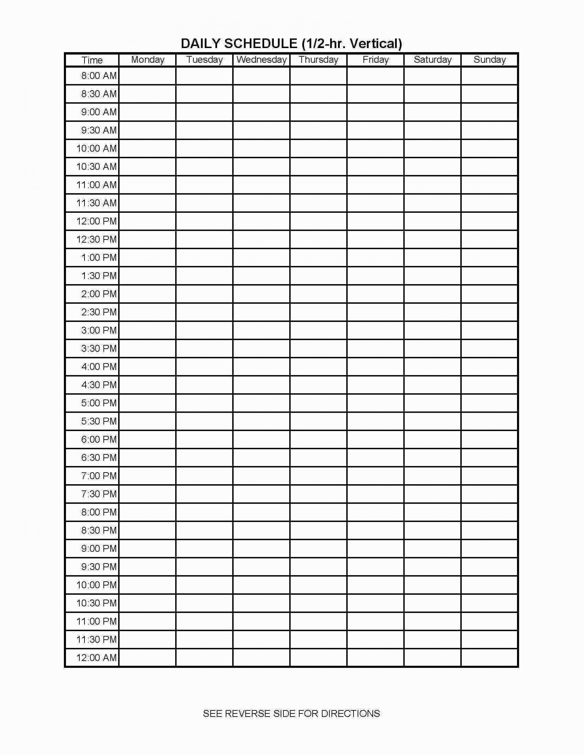 24 Hour Daily Agenda Printable