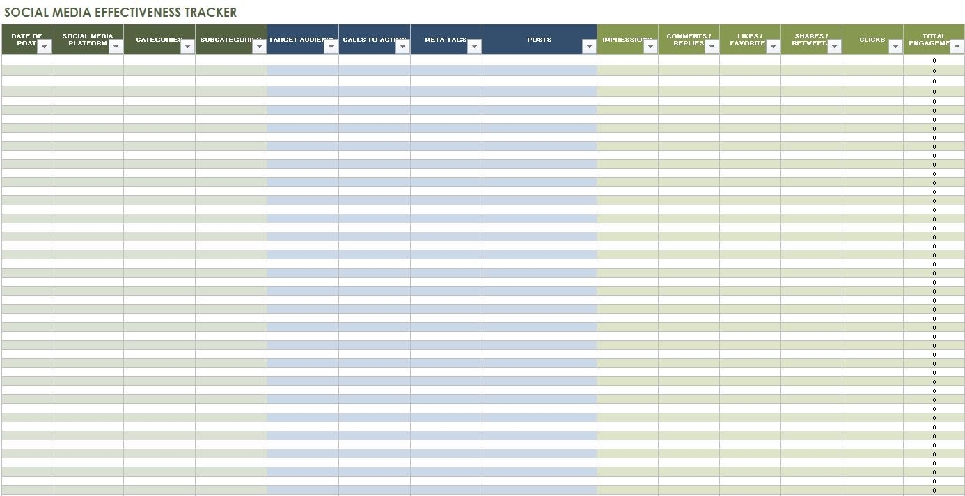 Social Media Content Plan Excel Template Free