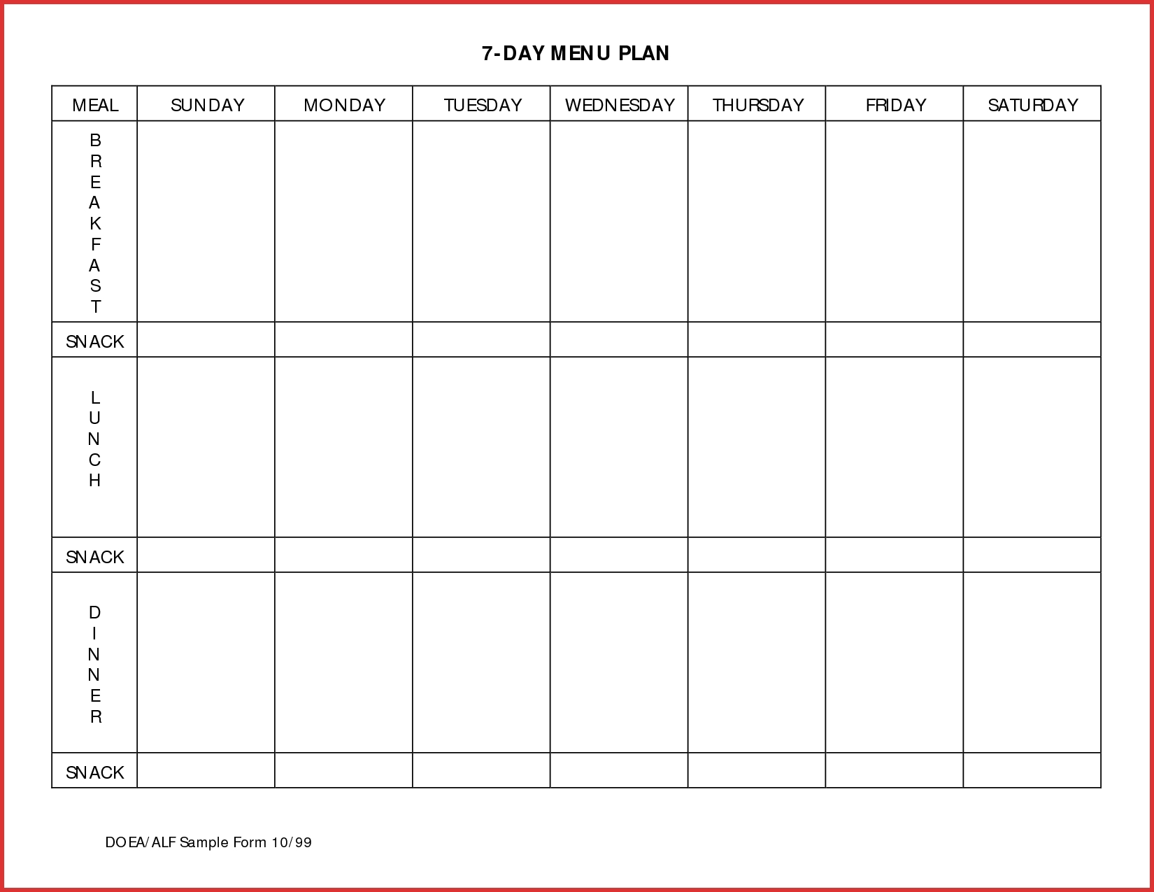 Printable 7 Day Calendar Template Monday Starts With That