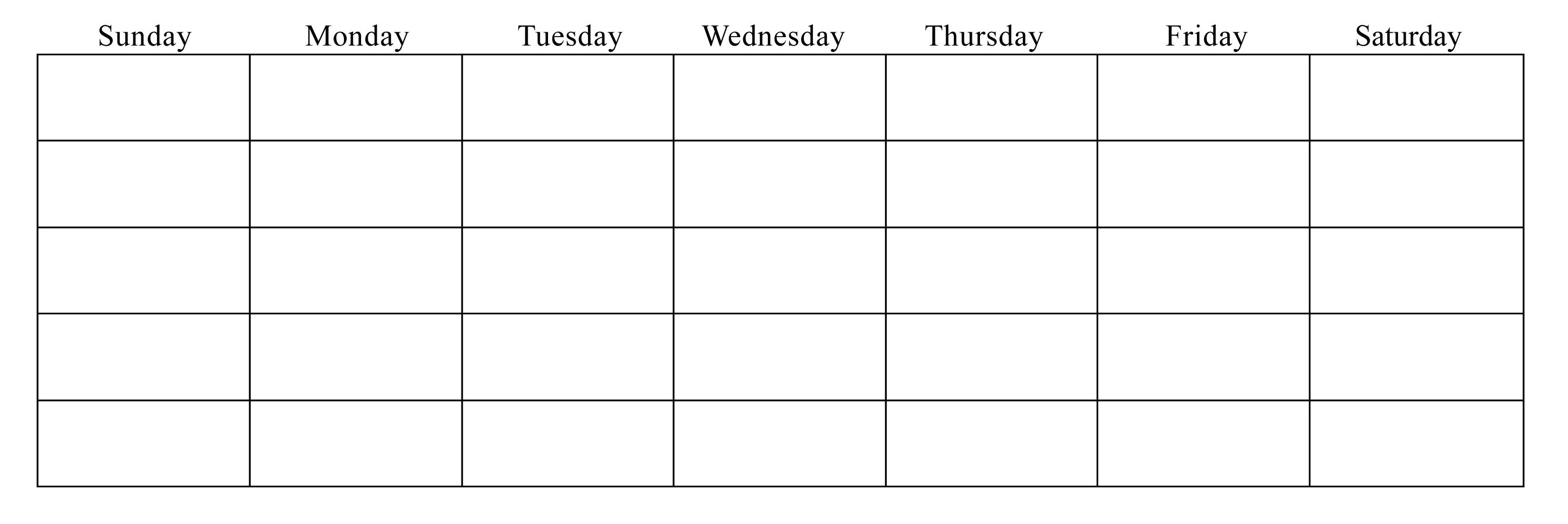 Blank Days Of The Week Calendar Blank Days Of The Week Calendar