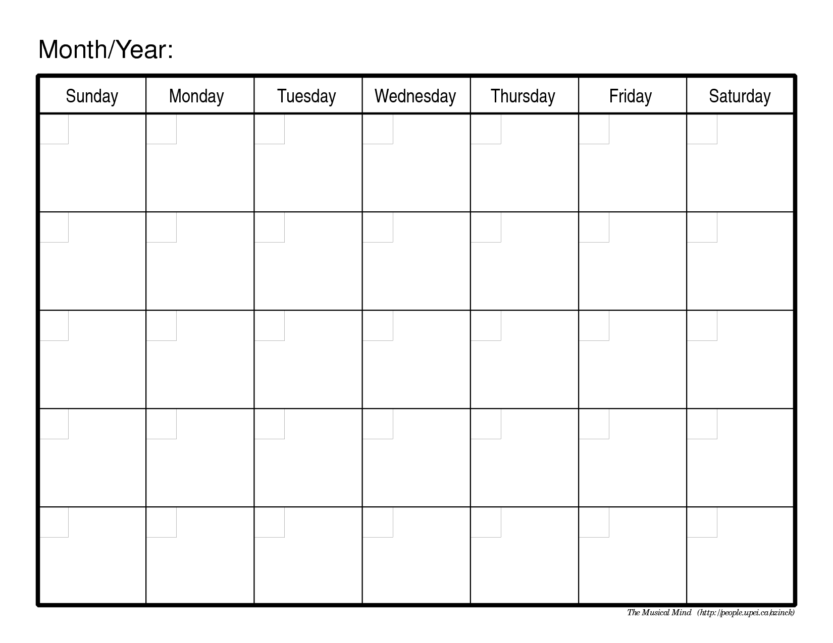 Blank Monthly Calendar To Download Free