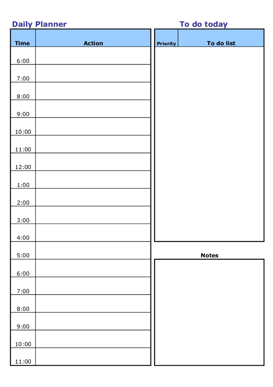 Daily Planner With Time Slots