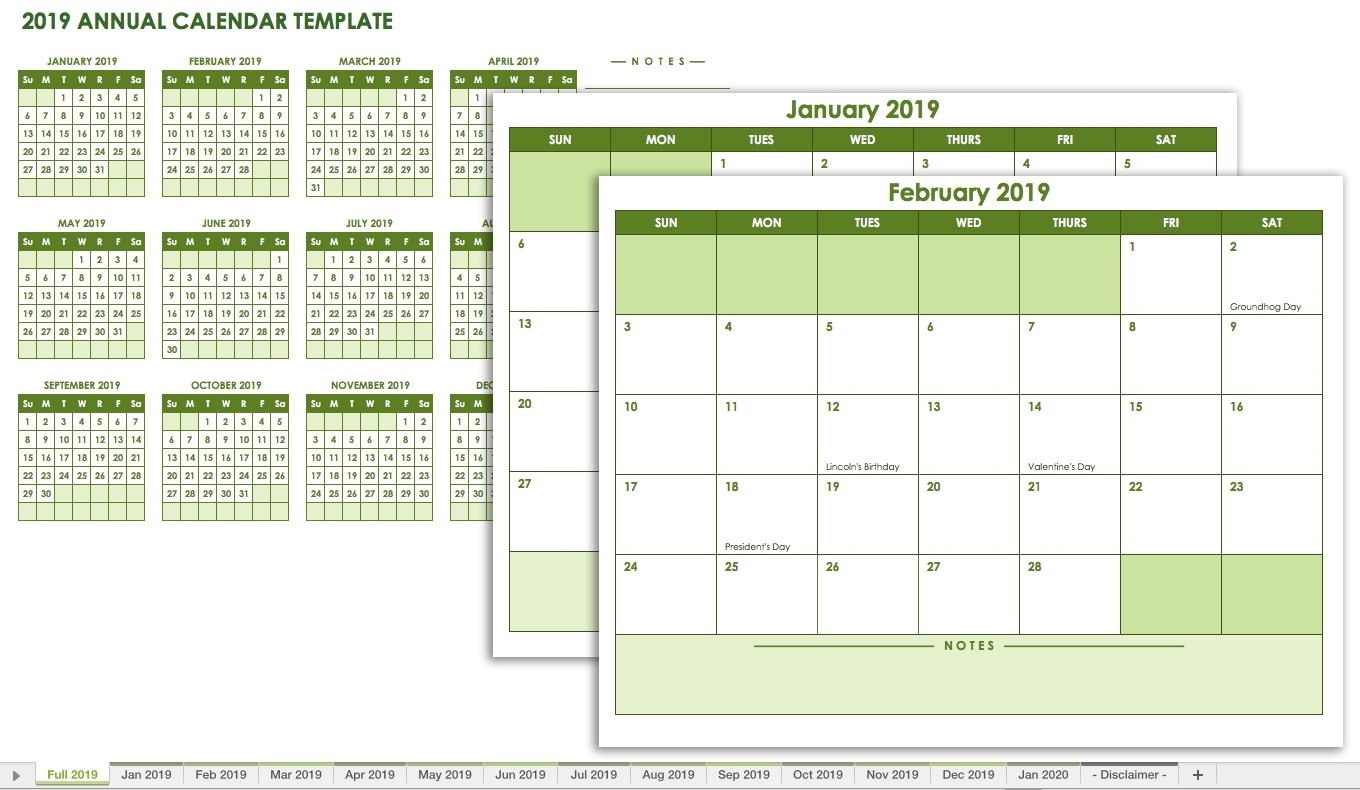 Calendar With Large Space For Notes In Excel