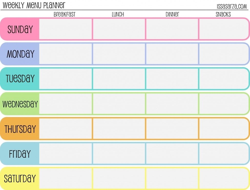 7 Day Calendar Template Fillable