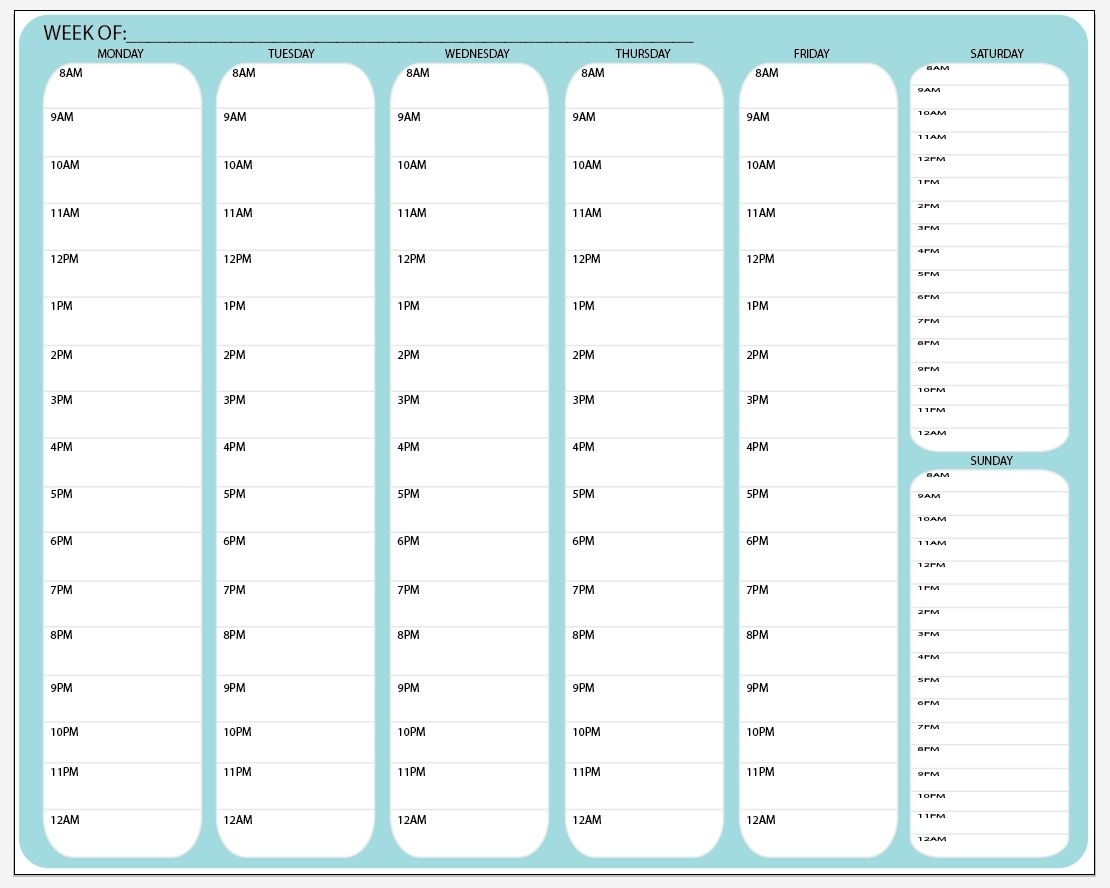 Scheduling Half Hour By Hour Day Planner