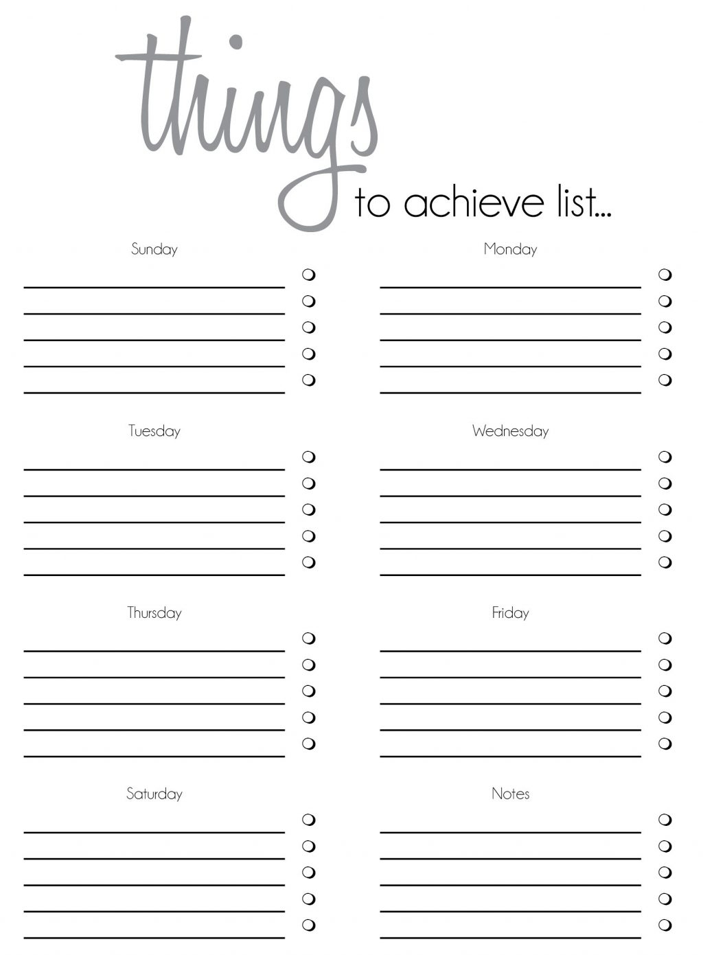 Free Printable Daily To Do Checklist Monday Through Friday