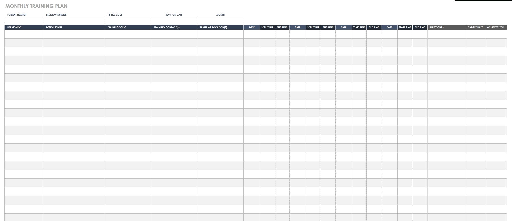 Free Printable Blank Training Plan Year