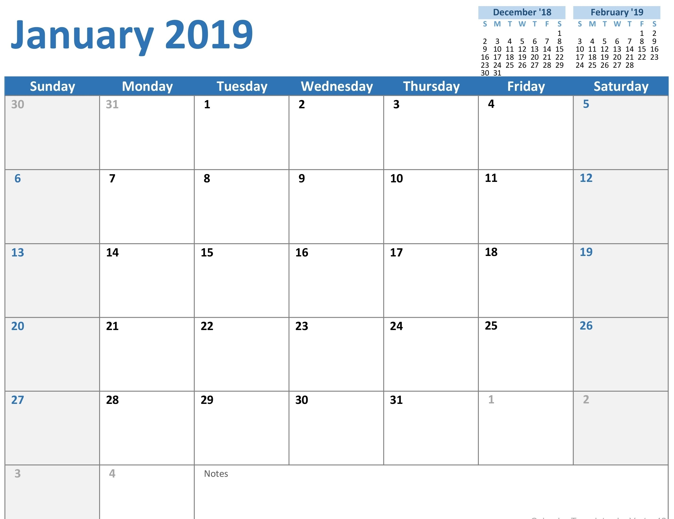 Monday Sunday Calendar Template