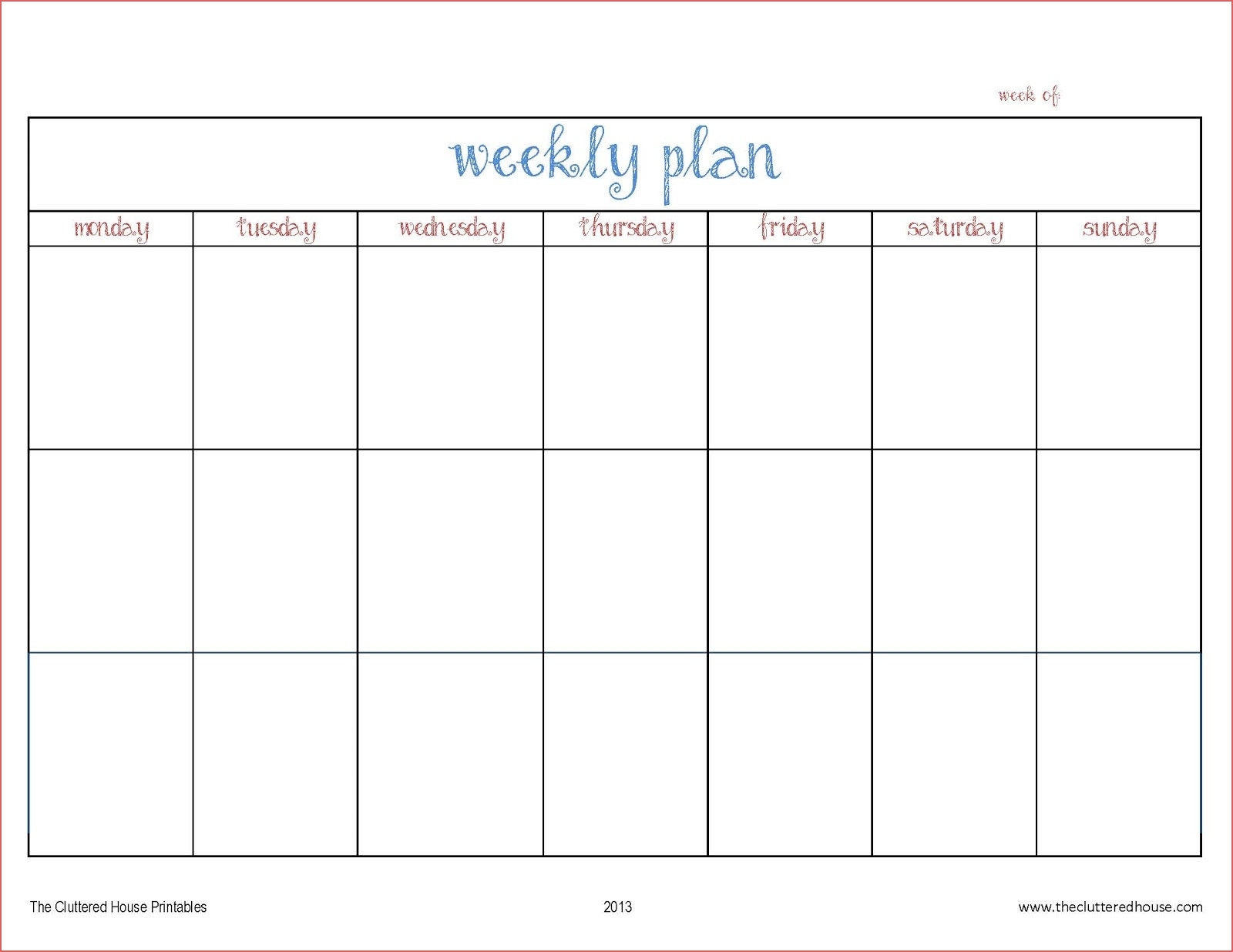 Blank 4 Week Calendar Printable