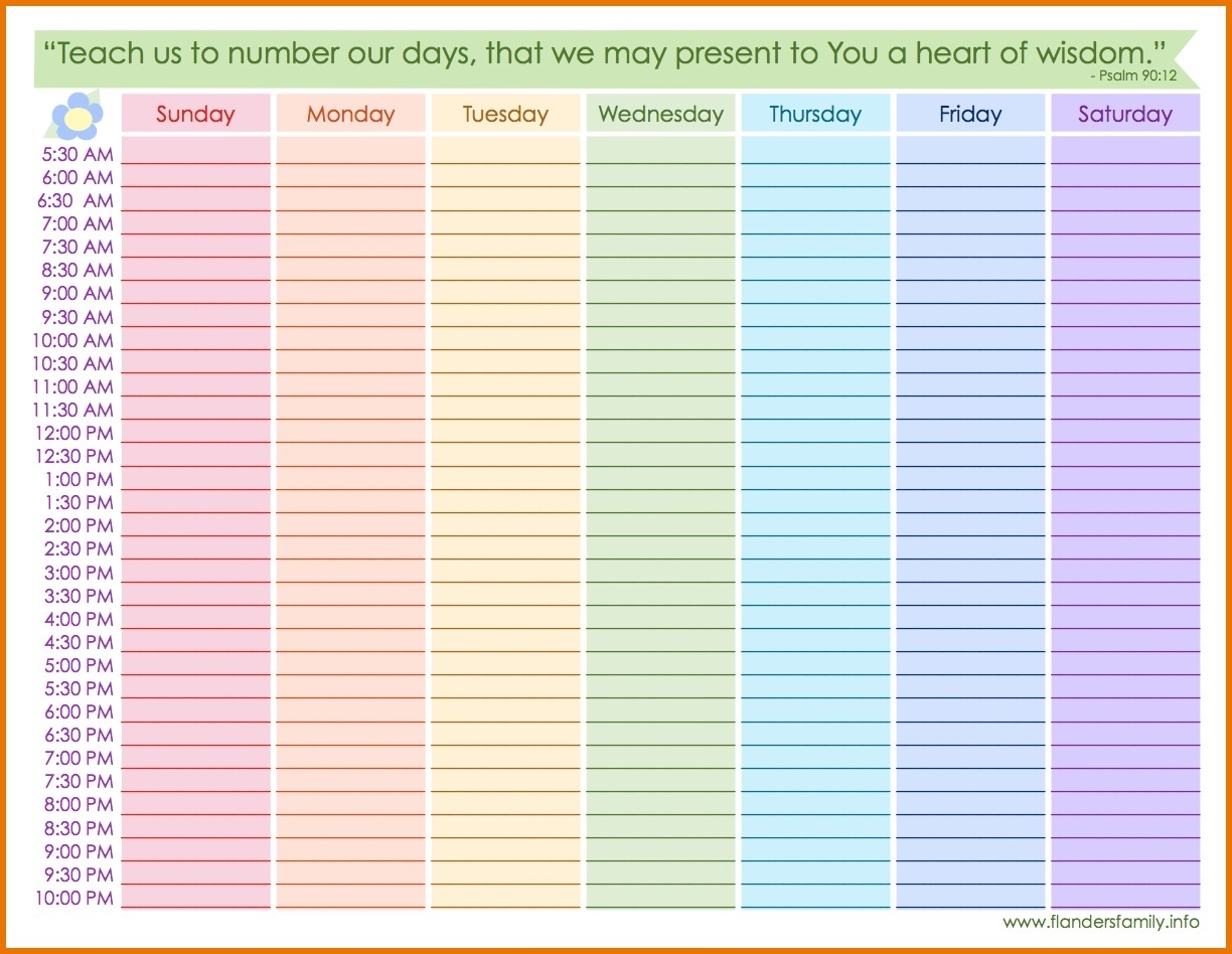 Printable Weekly Schedule With Hours Monday To Friday