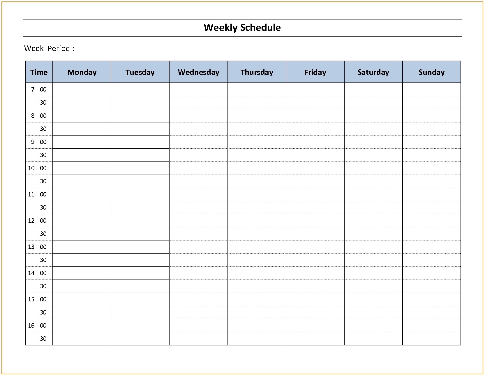 Monday Sunday Calendar Template