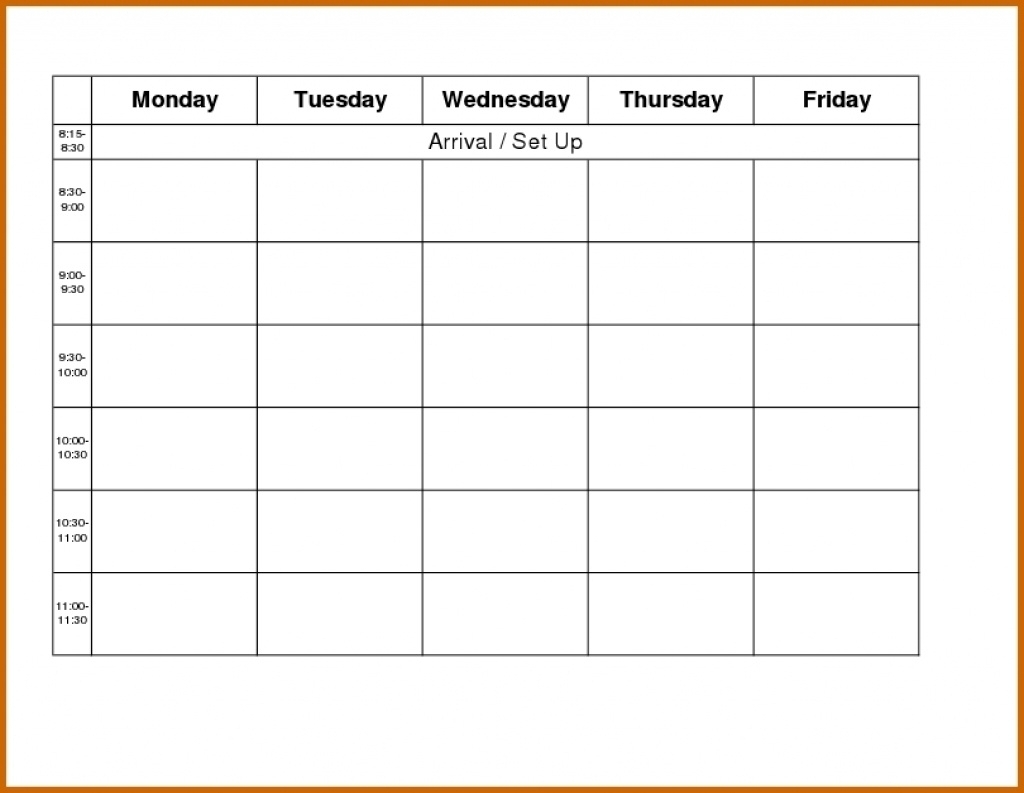 Calendar Template Monday To Sunday