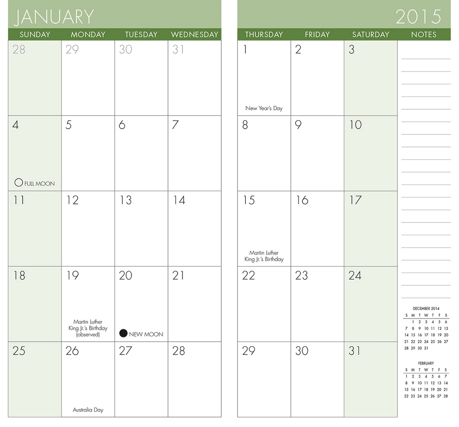 Free Printable Pocket Size Calendars