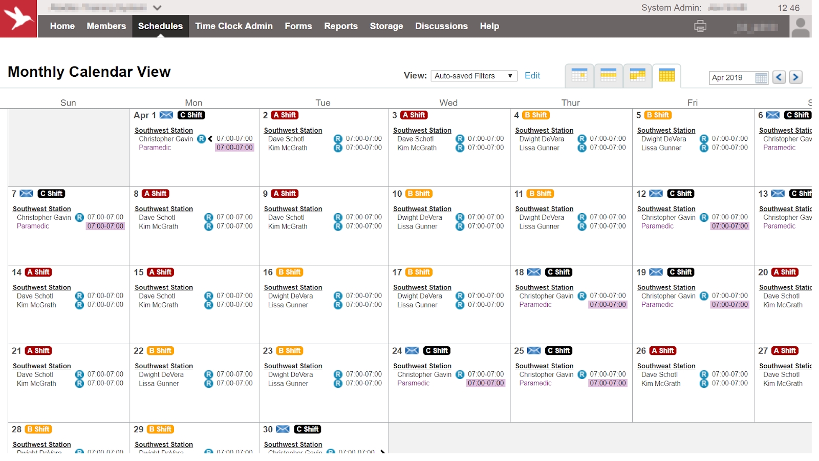 A B C And D Shift Schedules