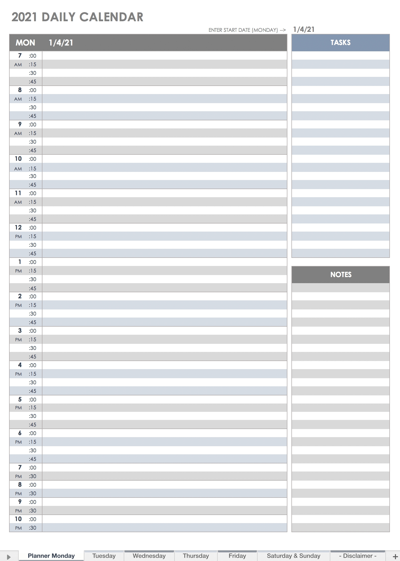 Appointment Templates 15 Min Printable