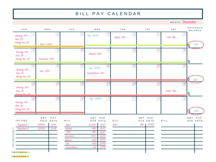 Free Printable Biweekly Bill Planner