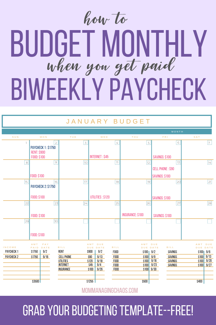Free Printable Biweekly Bill Planner